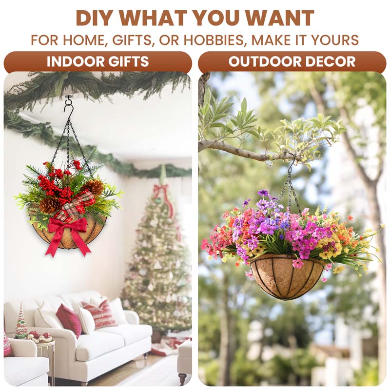 Diigabo 3-Pack Metal Hanging Planter 14-Inch Baskets Coconut Coir ...